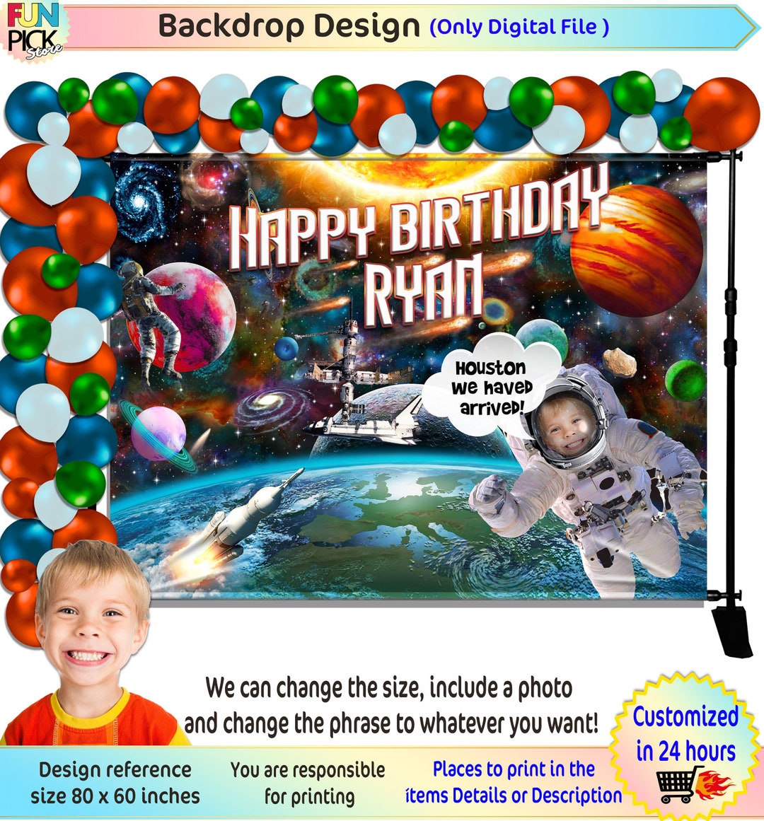Astronaut Birthday Backdrop: Outer Space Party Decor (digital File) - Etsy