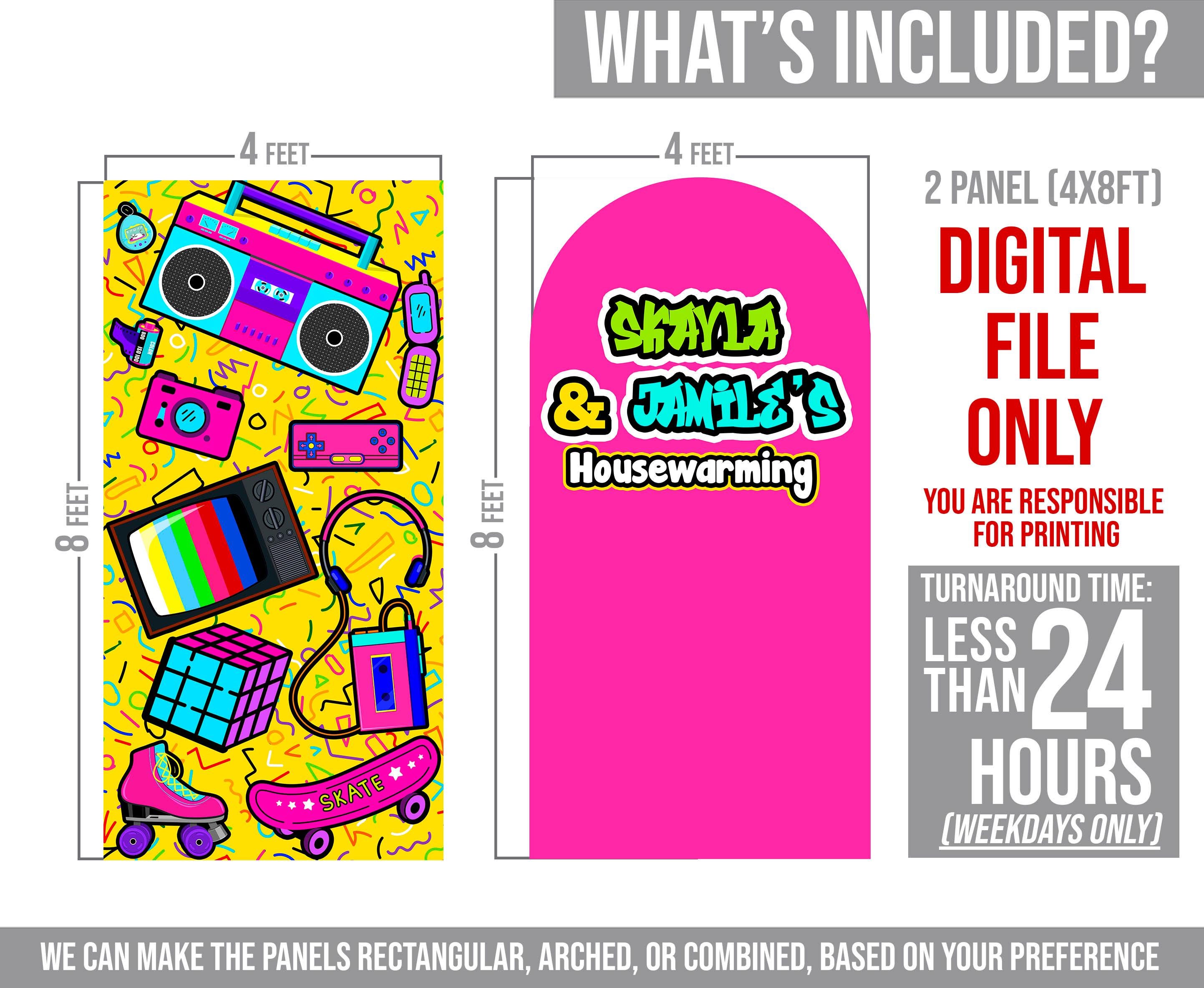 90s Retro Photo Booth Panels: Customizable Party Backdrop (digital ...