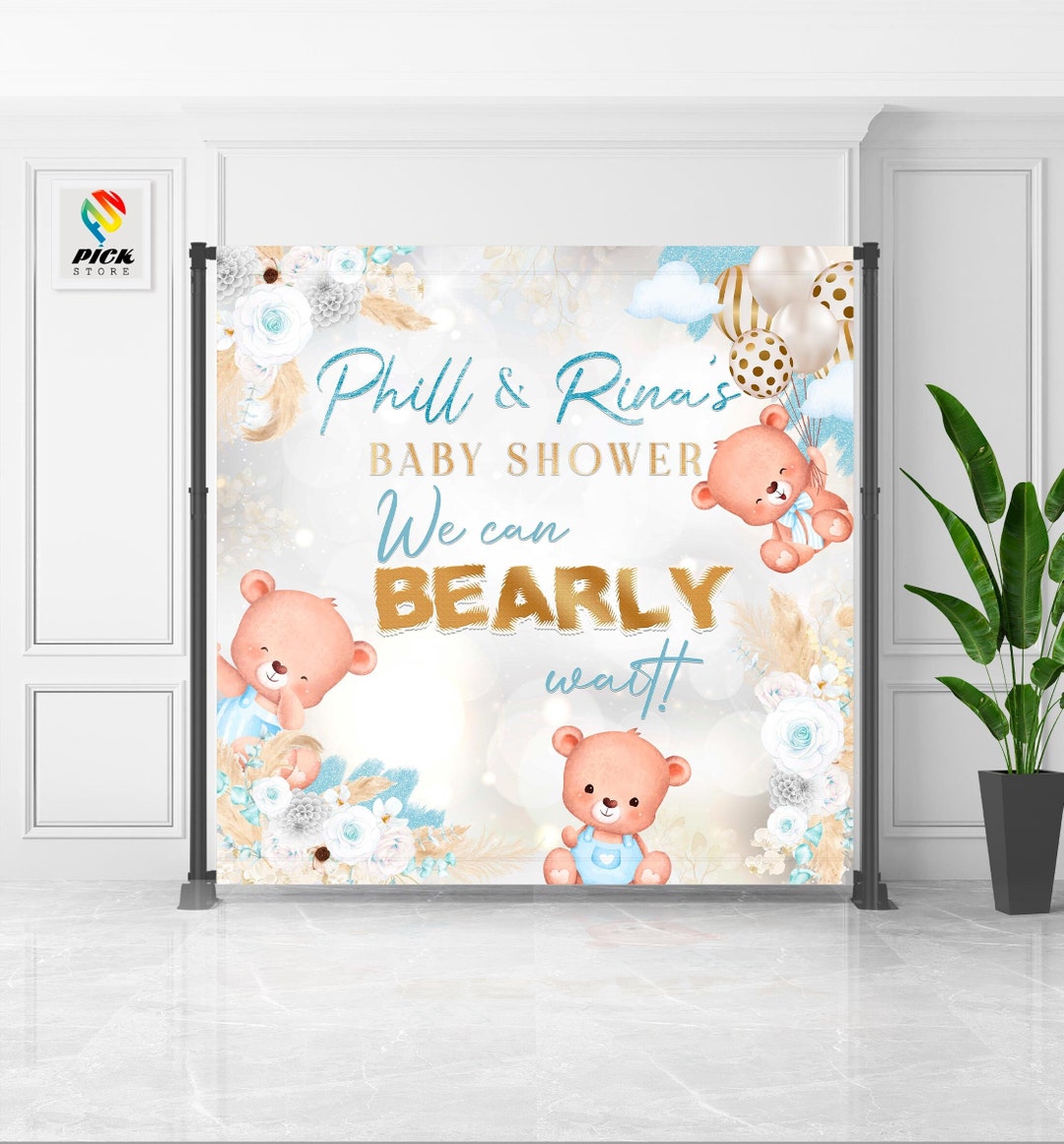 Teddy Bear Baby Shower Backdrop | Bear Party Backdrop | Hot Air Balloon ...