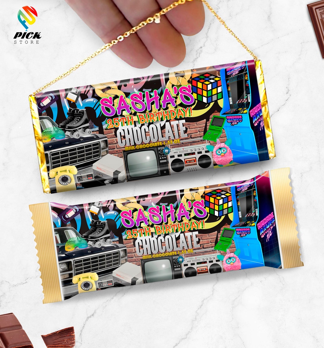 90s Theme Chocolate Bar Wrapper: Retro Party Favor (DIY FILE) - Etsy