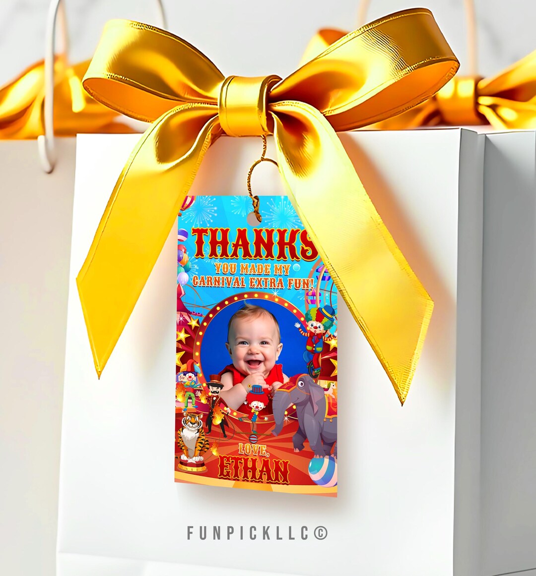 Circus Editable Tag for DIY, Clown Custom Tag, Carnival Theme, Big Top ...