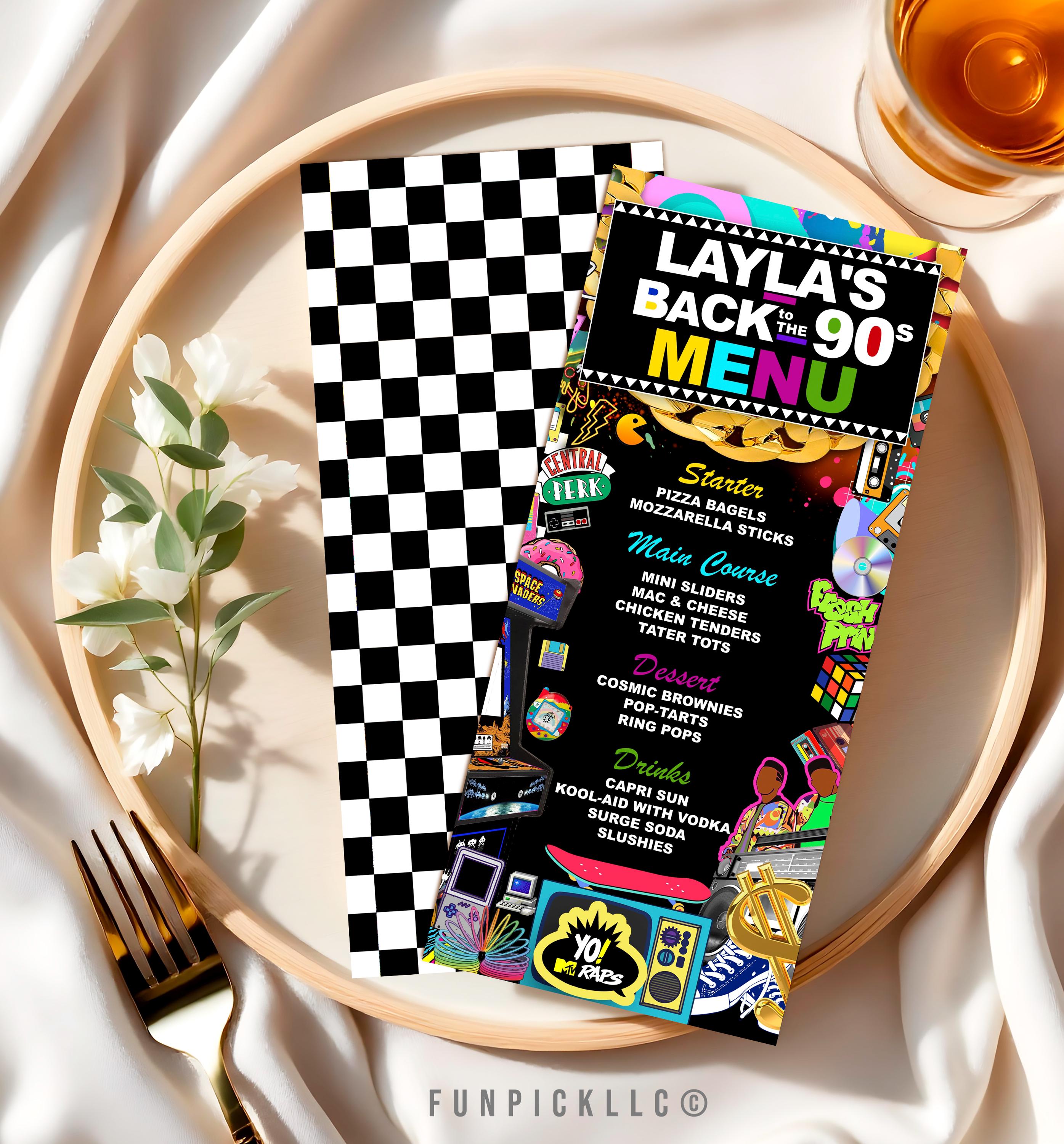 90s Party Menu Template: Retro Y2K Design (digital Download) - HP06 - Etsy