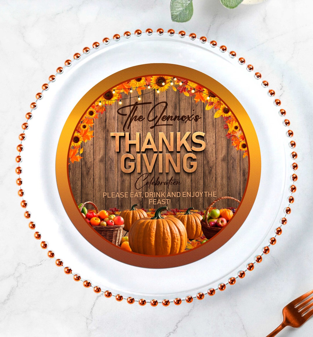 Thanksgiving Charger Plate Insert, Turkey Day Plate, Autumn Charger ...