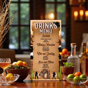 Cowboy Birthday Menu - Cowgirl Bar Menu Sign - Western Theme - Rodeo ...