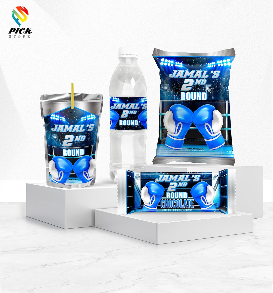 Boxing Party Bundle 4 Items, Little Champ Chips Bag, Boxing Ring Bottle ...