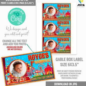 Carnival Gable Box Label | Carnival Printable Label | Carnival Box ...