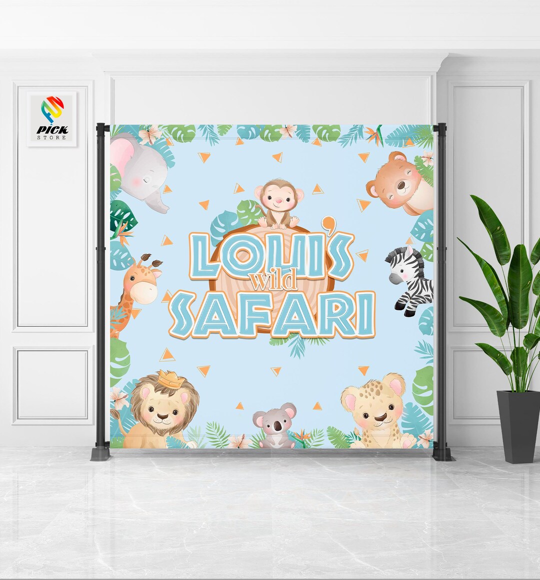 DIGITAL FILE | Safari Backdrop | Jungle Animals Banner | Cute Animals ...