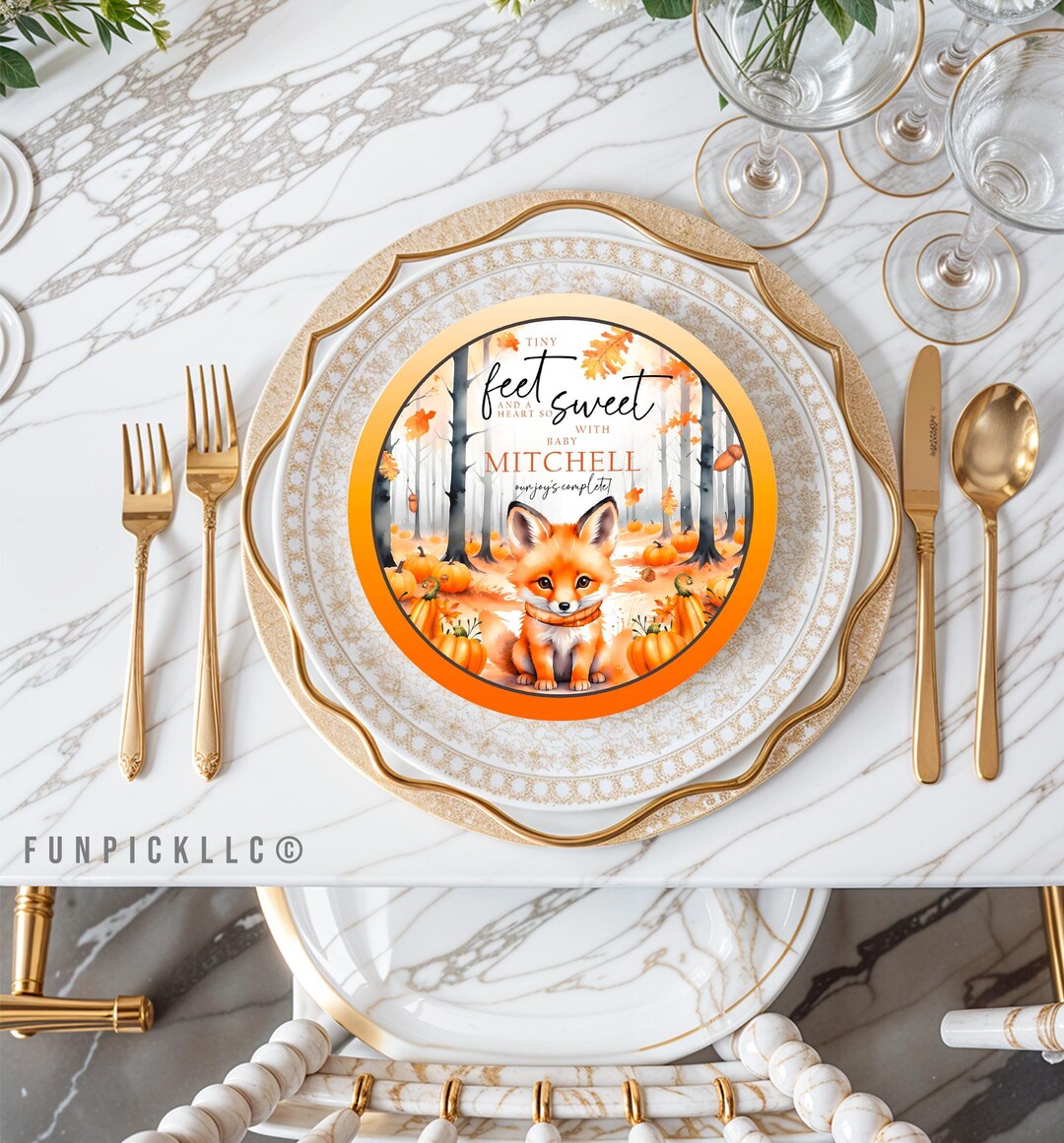 Fox Baby Shower Charger Plate for DIY, Fall Forest Table Decor ...