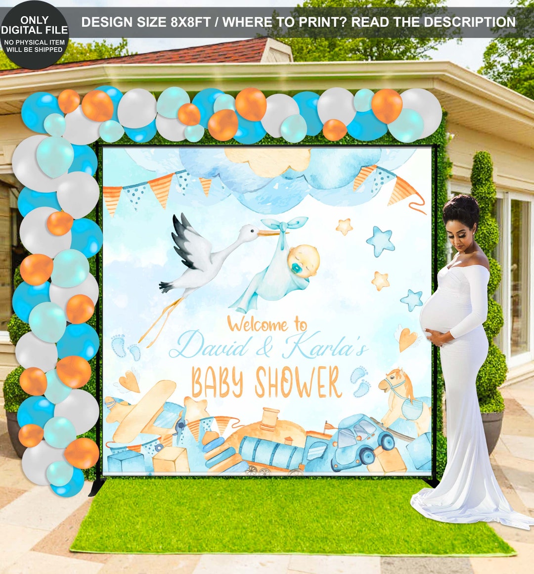 DIGITAL FILE | the Stork Backdrop | the Stork Banner | the Stork Baby ...