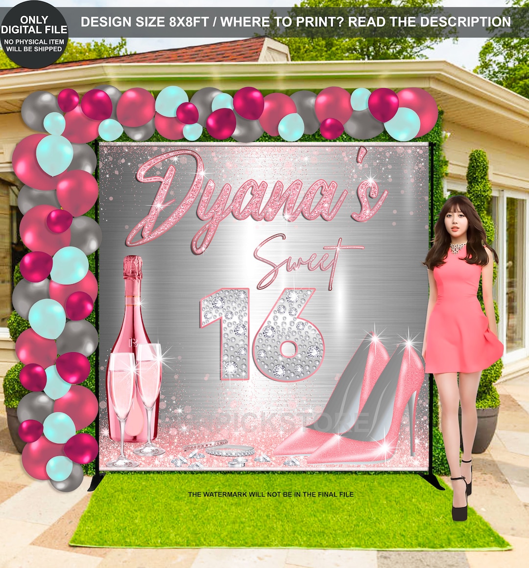 DIGITAL FILE Sweet Sixteen Backdrop Sweet Sixteen Banner Sweet 16 ...
