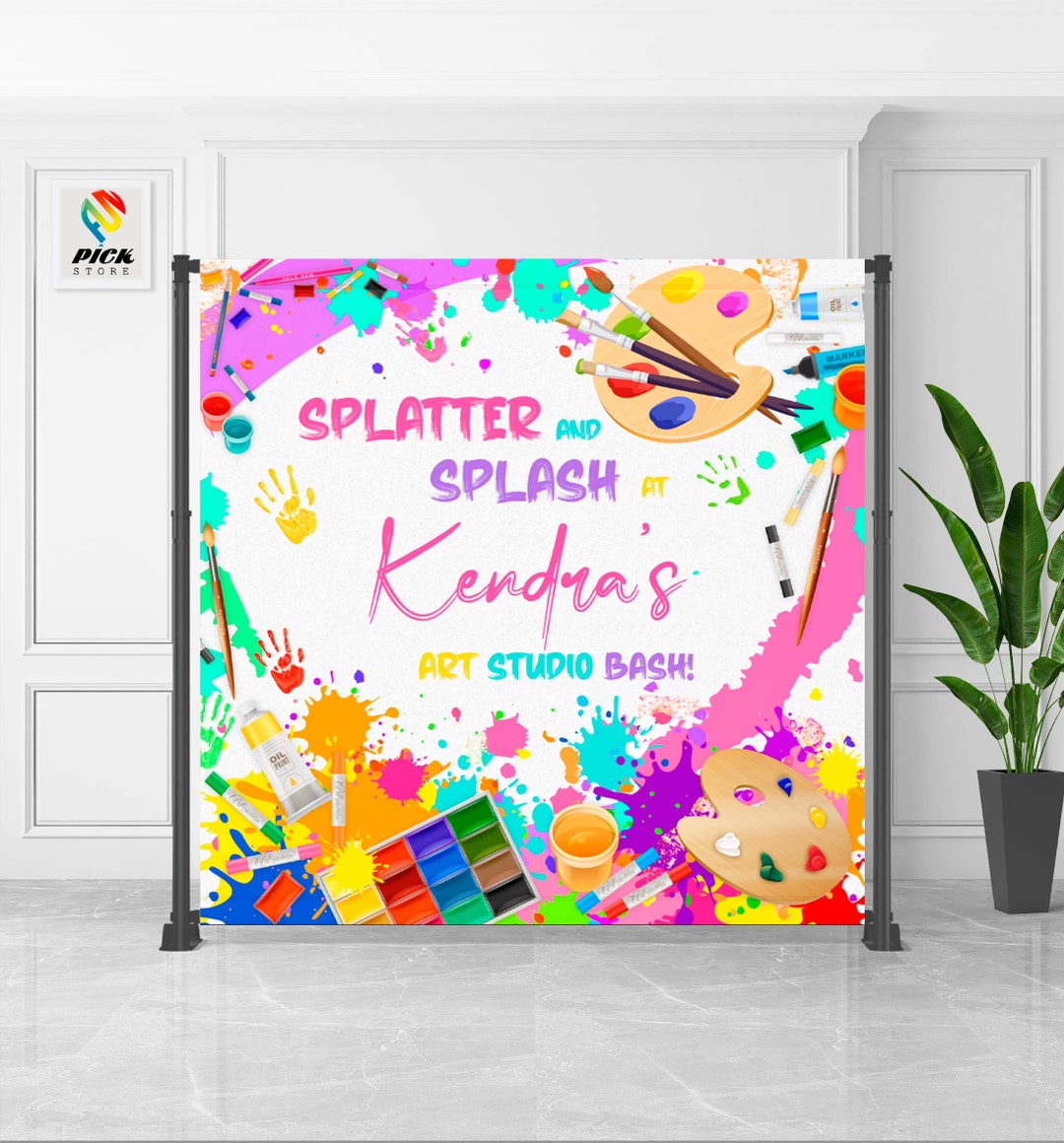 Painting Party Backdrop, Art Party Banner, Girl Pink Wall Decor, Craft ...