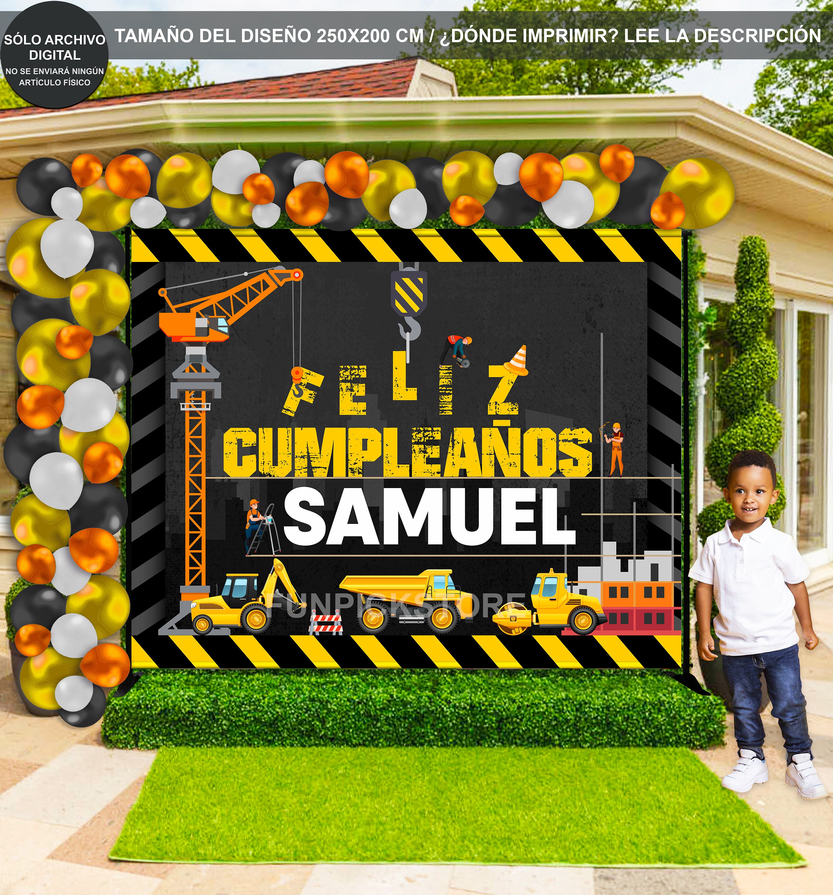 Construction Birthday Backdrop: Printable Party Decor (digital File ...