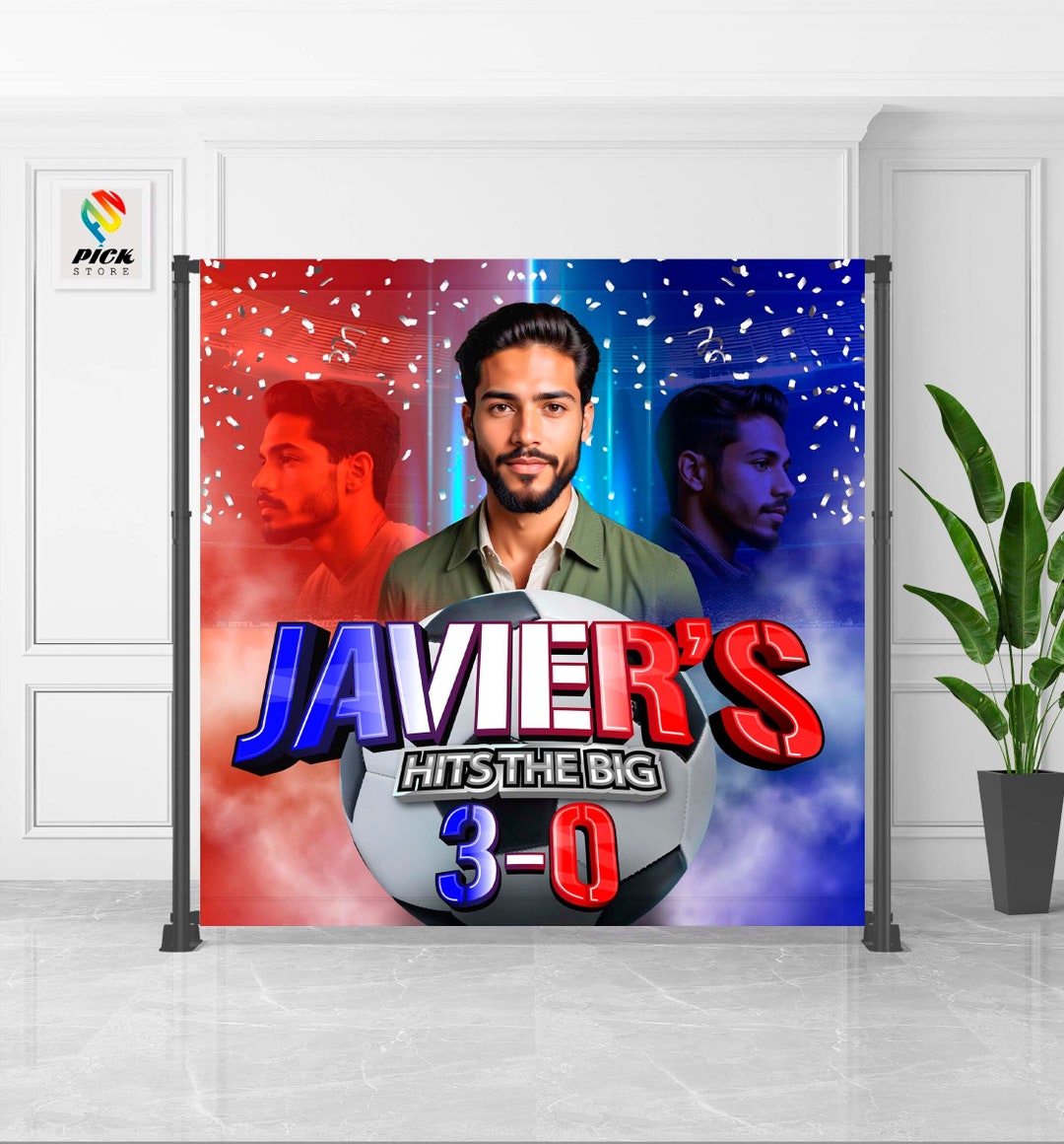 Red and Blue Soccer Backdrop, Football Banner, Soccer Teams Wall Decor ...