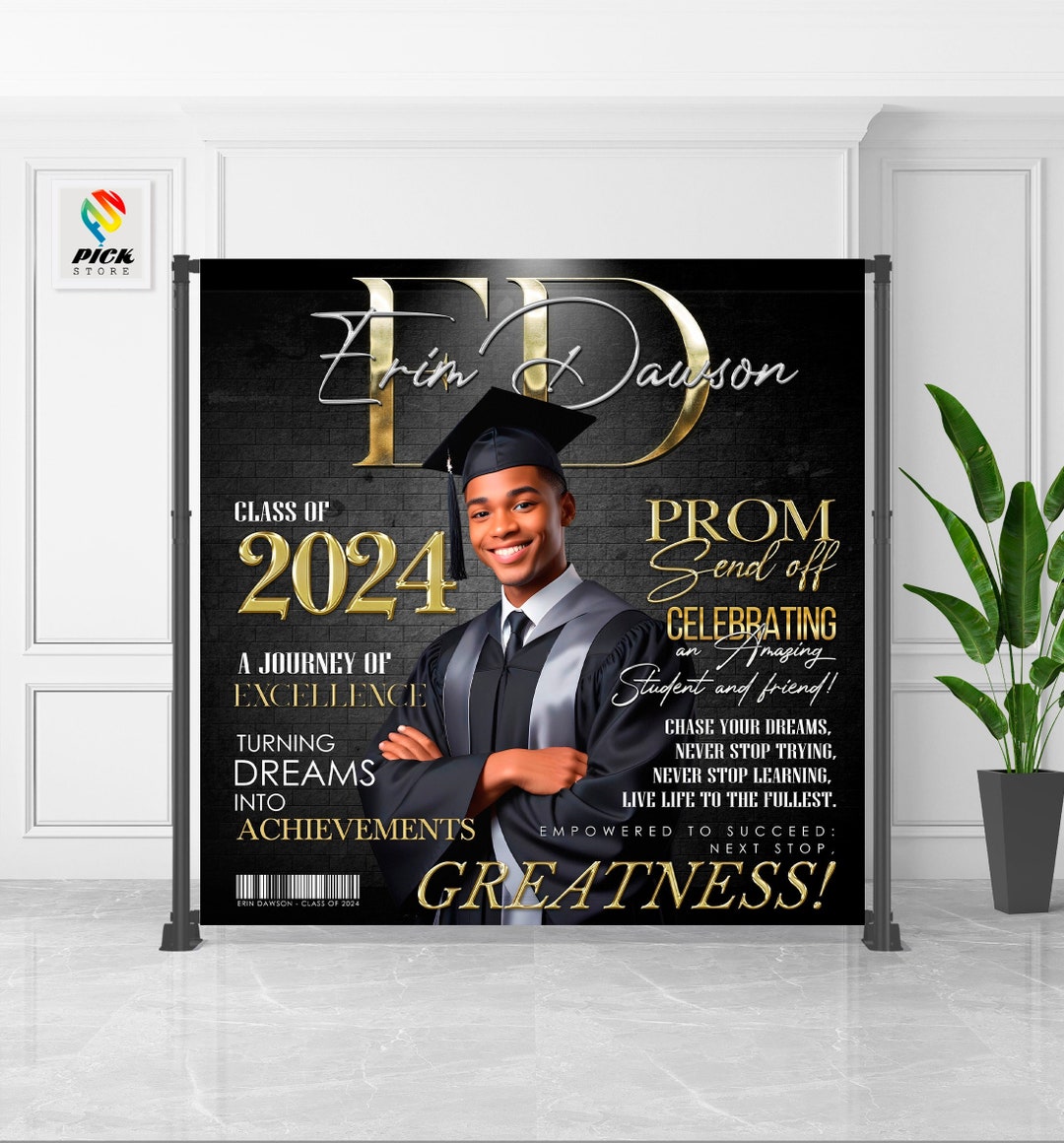 Black and Gold Prom Backdrop Senior Prom Banner Red and Silver Party ...