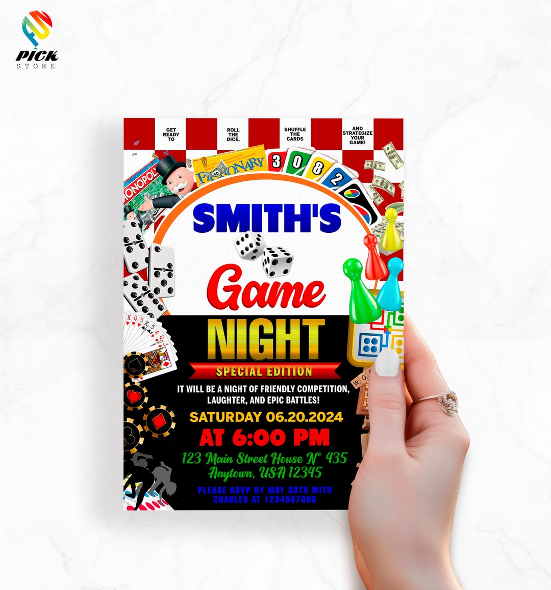 Game Night Birthday Invitation: Board Game Theme (digital Download ...