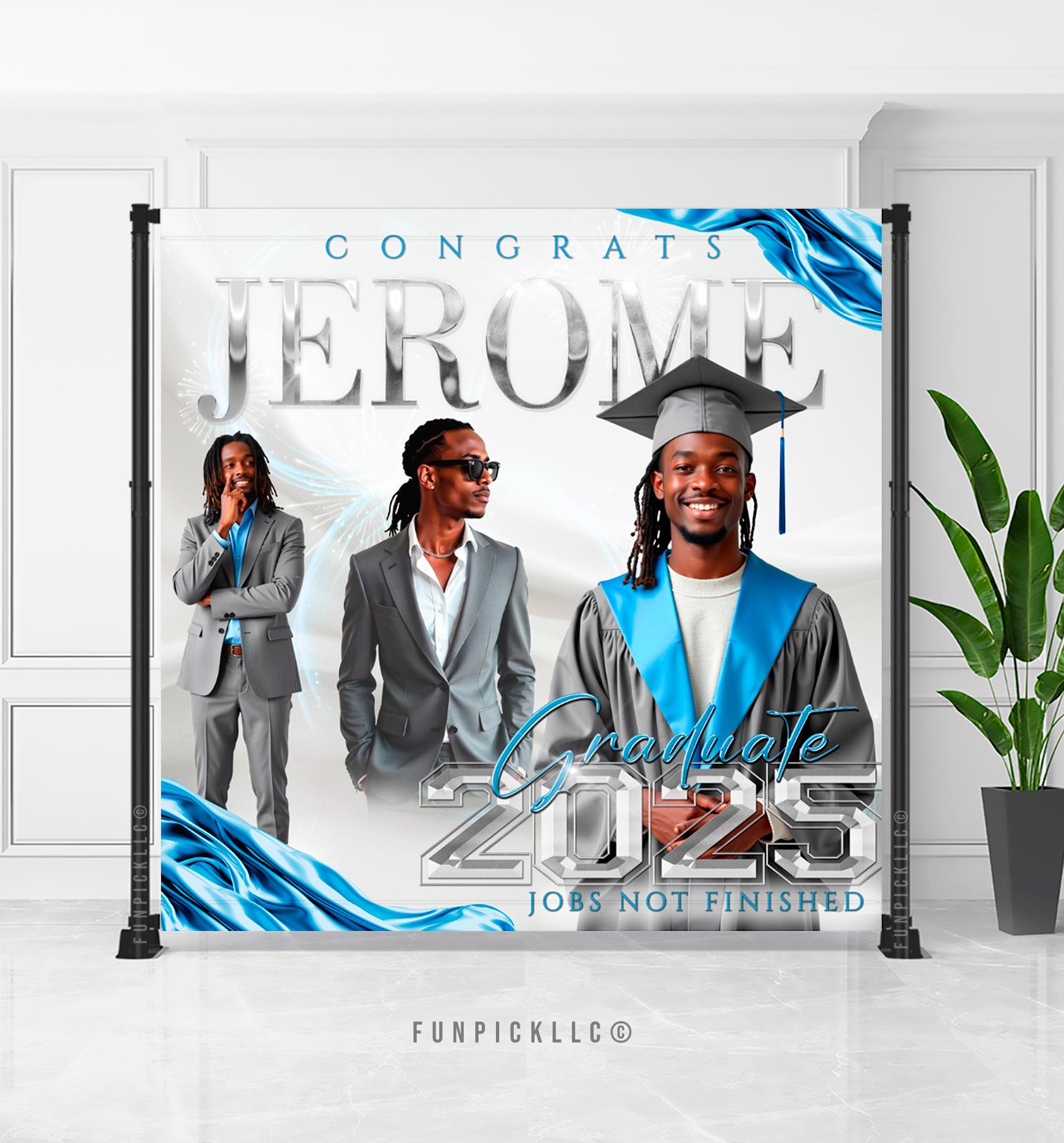 Blue & Silver Graduation Banner: Class of 2025 Backdrop (digital File ...