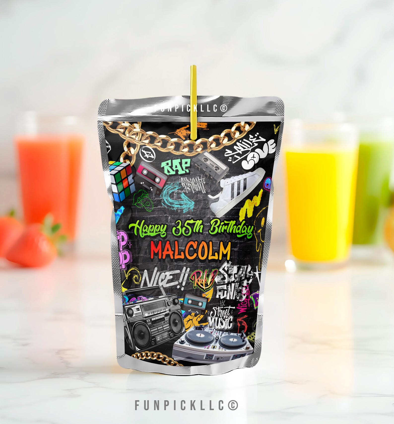90s Theme Party Juice Label: Throwback Sticker (digital Download ...