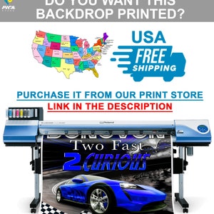 Royal Blue Race Car Backdrop | Cars Banner | Racing Cars Party Backdrop ...