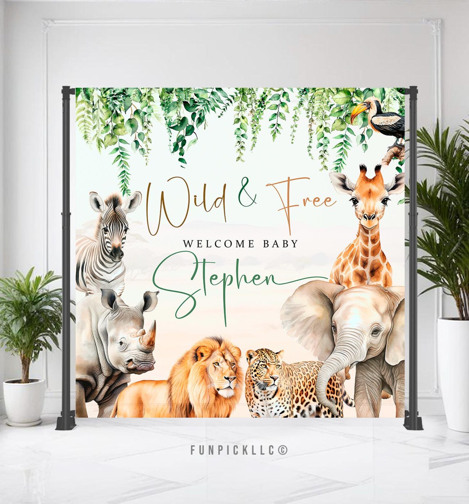 Safari Animals Backdrop: Jungle Theme Banner (file for Self-printing ...