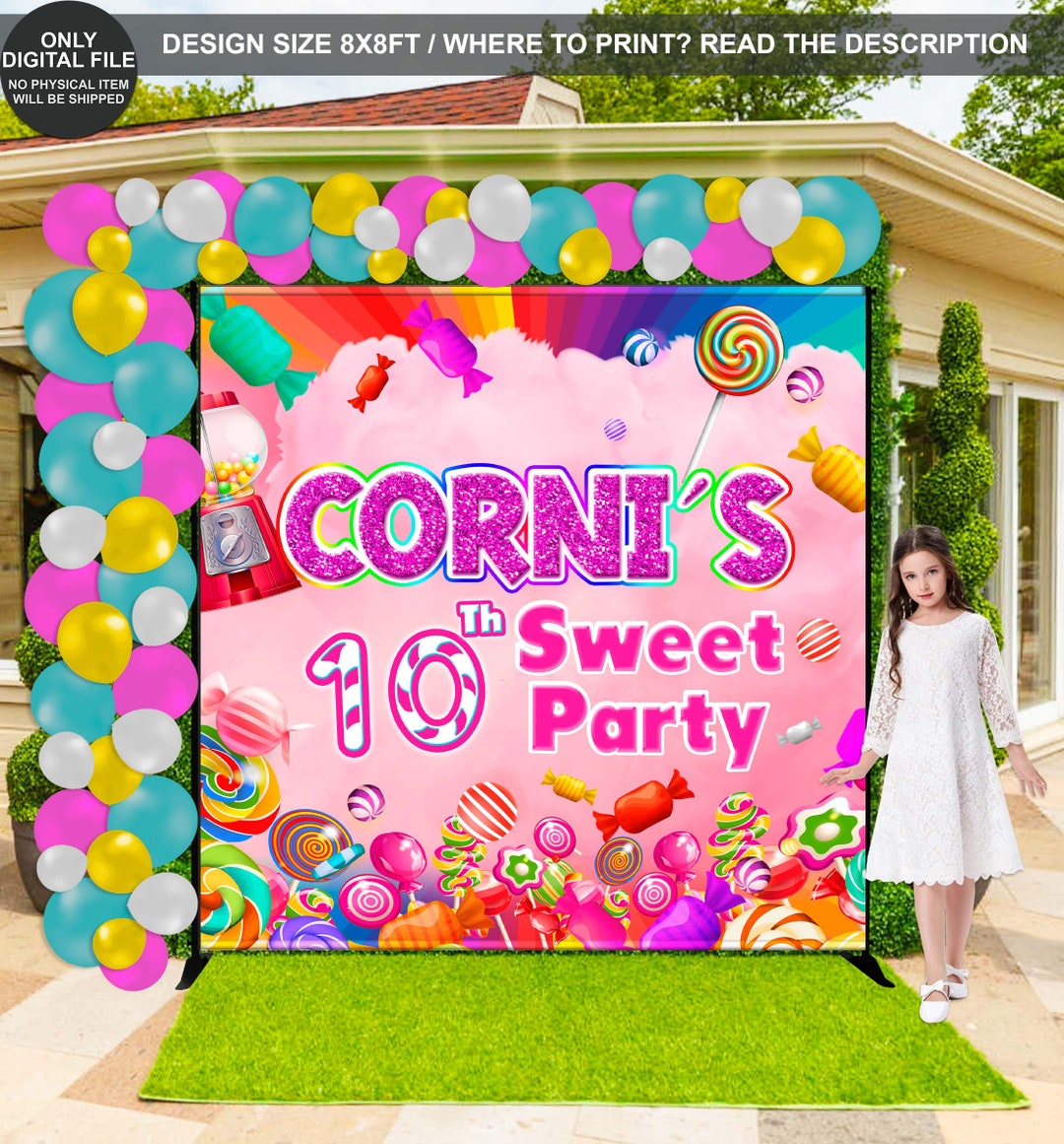 DIGITAL FILE Candyland Backdrop Candyland Banner Candyland Birthday ...