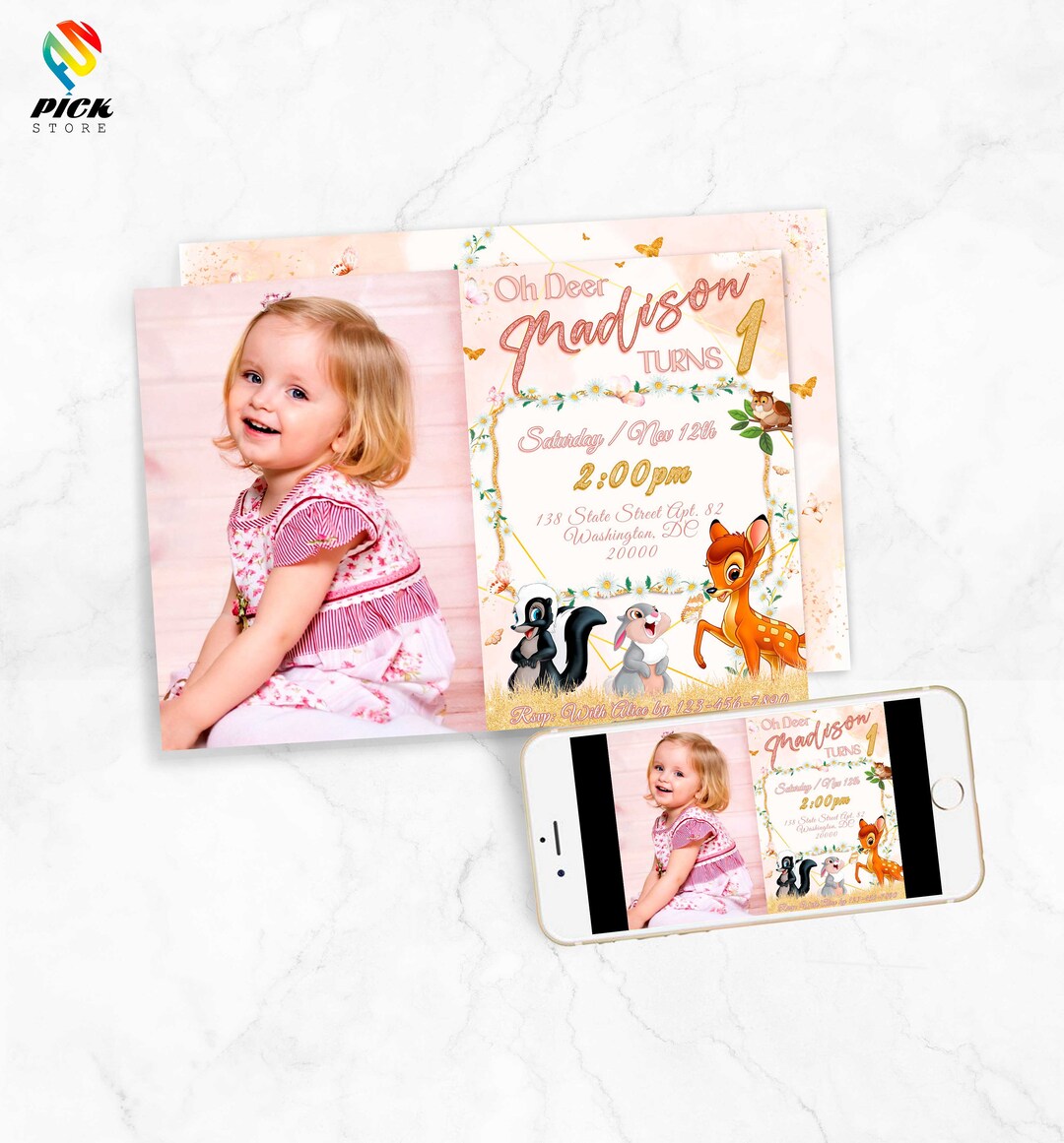 DIGITAL FILE | Bambi Printable Invitation | Bambi Birthday Invitation ...