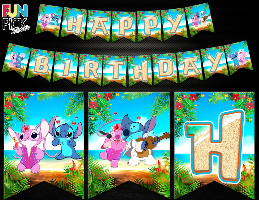 DIGITAL Stitch and Angel Banner Lilo and stitch party - Etsy Portugal