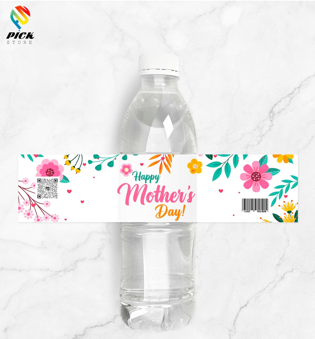 Floral Mother's Day Water Bottle Label: DIY Gift (digital File) - Etsy