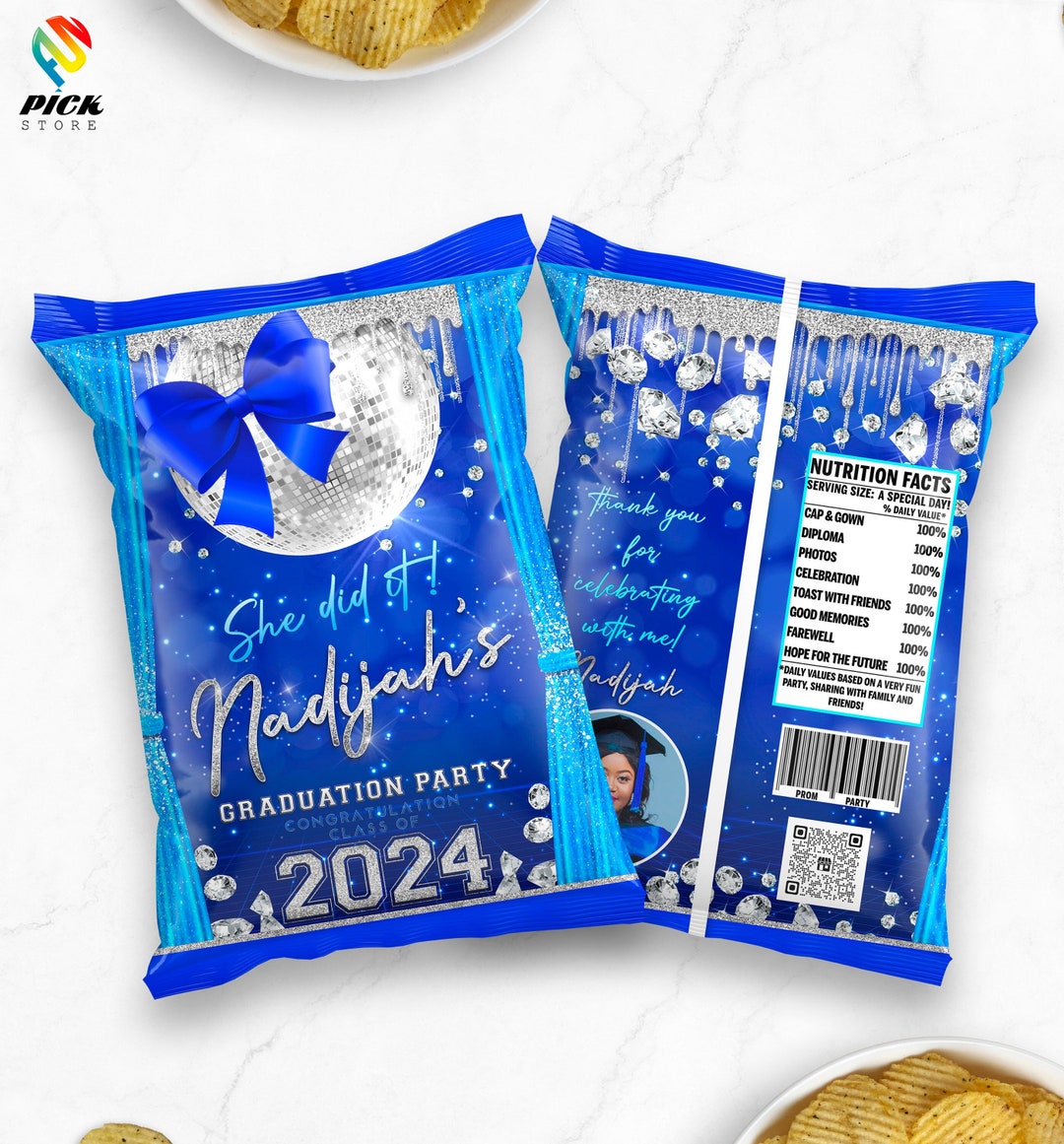 Graduation Chip Bag Wrapper Prom Send off Snack Bag Prom Custom Bag ...