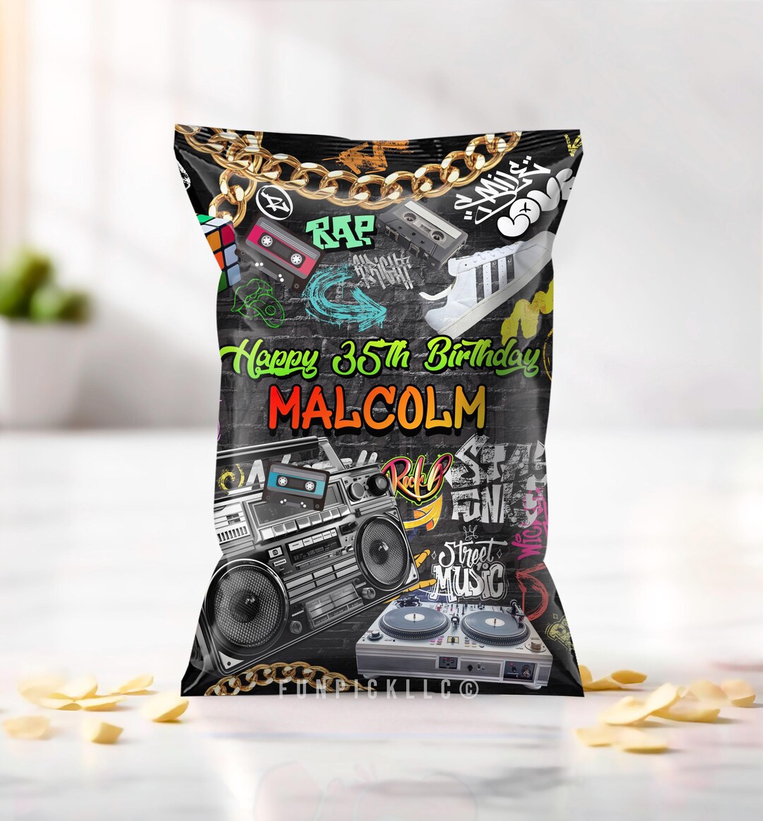 90s Party Chip Bag Wrap for DIY, 90s Theme Chip Label, Throwback Chips ...