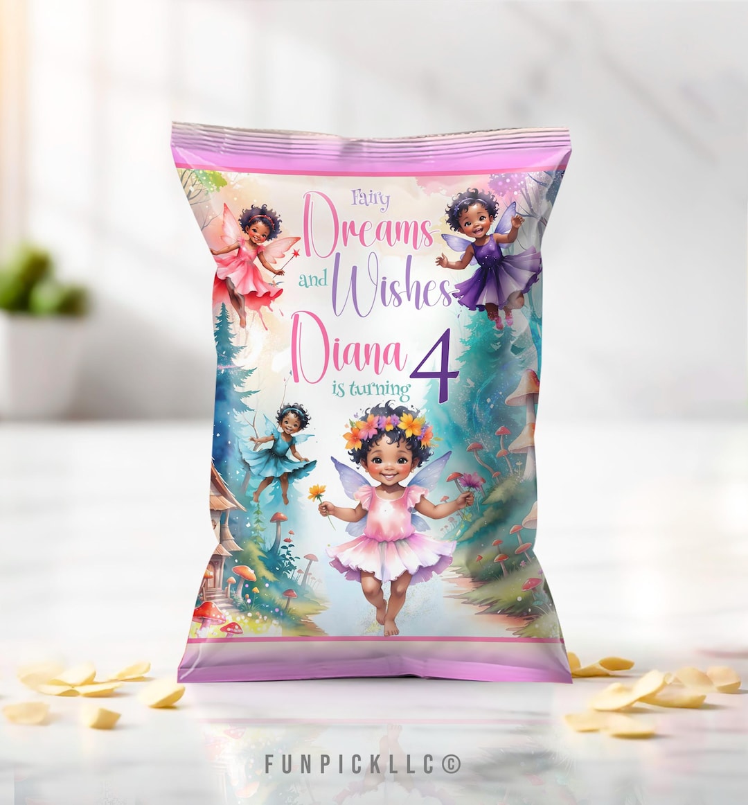 Fairy Garden Chip Bag Wrapper: DIY Party Favor (DIY Digital File ...