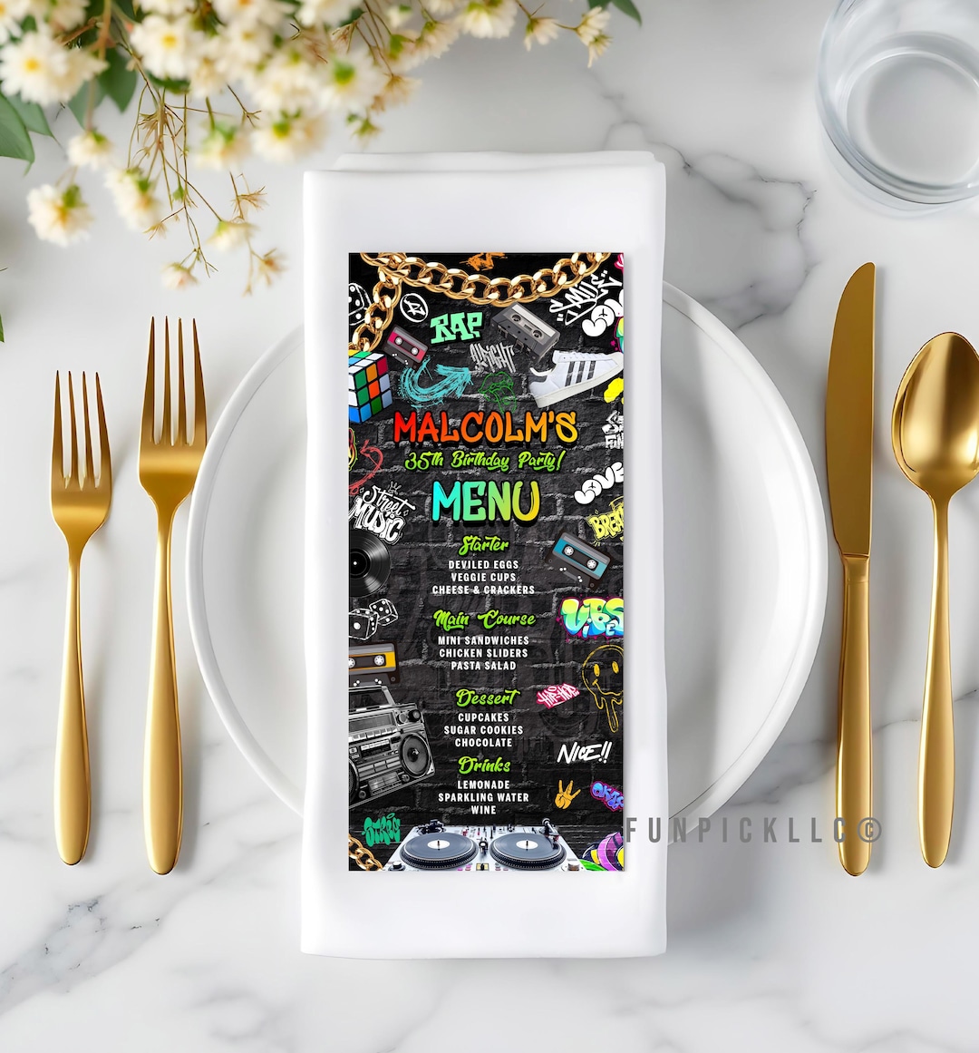 90s Theme Party Menu Template: DIY Printable (digital Download) - HP08 ...