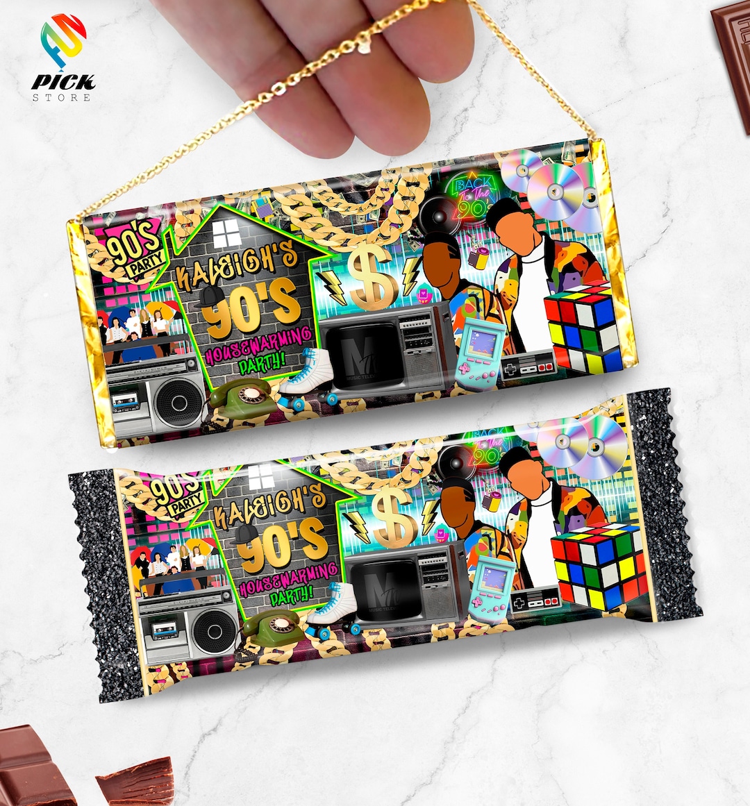Back to the 90s Candy Wrapper, 90s Theme Chocolate Bar, Throwback ...