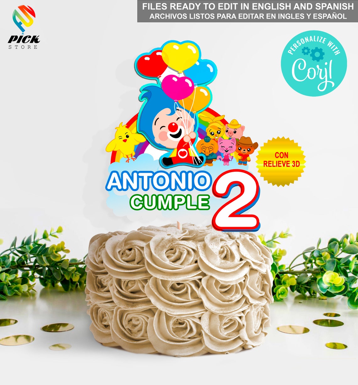 DIGITAL FILE Clown Cake Topper Clown Cake Decoration - Etsy