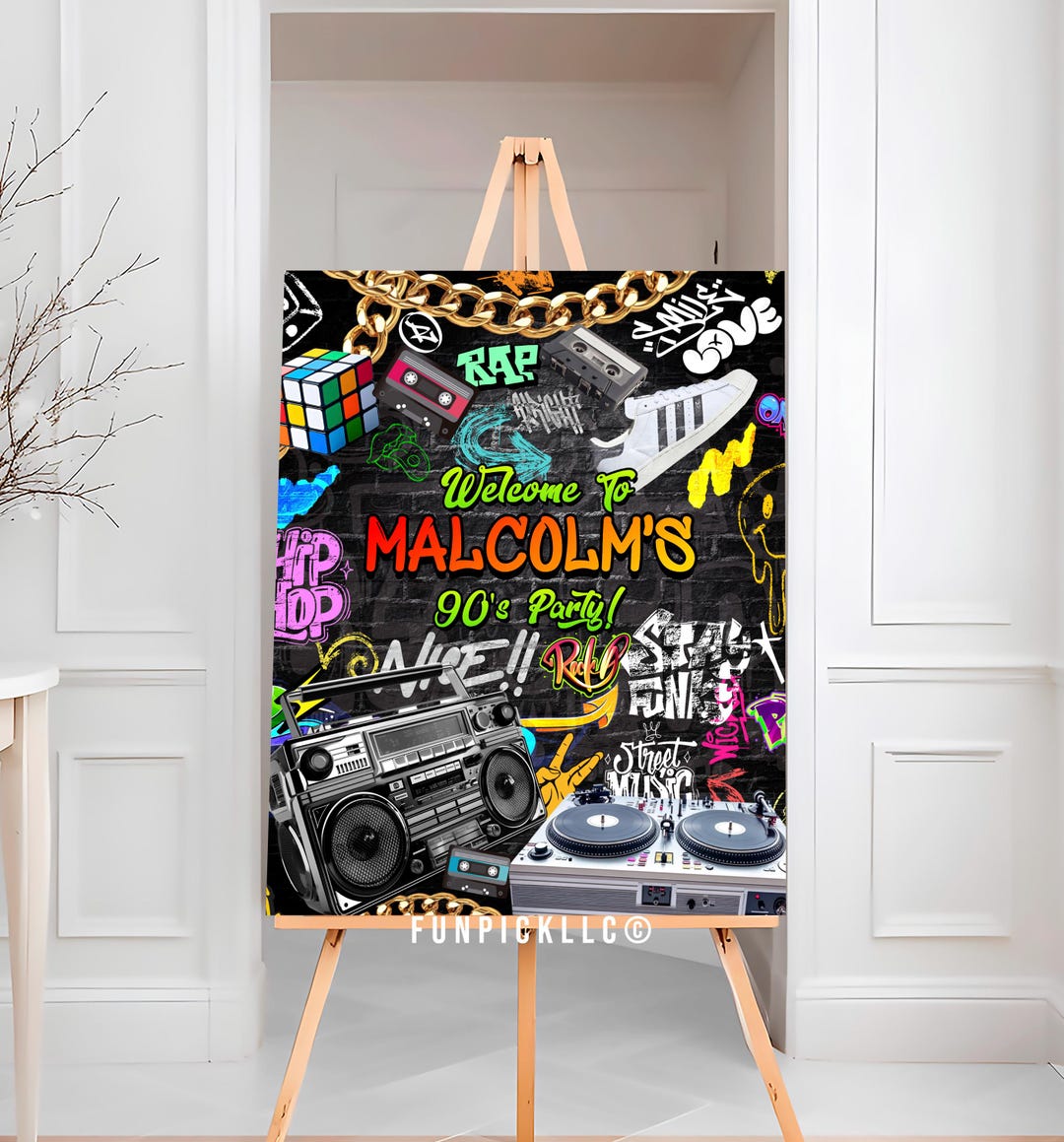 90s Party Welcome Sign: Custom Throwback Theme (digital Download ...