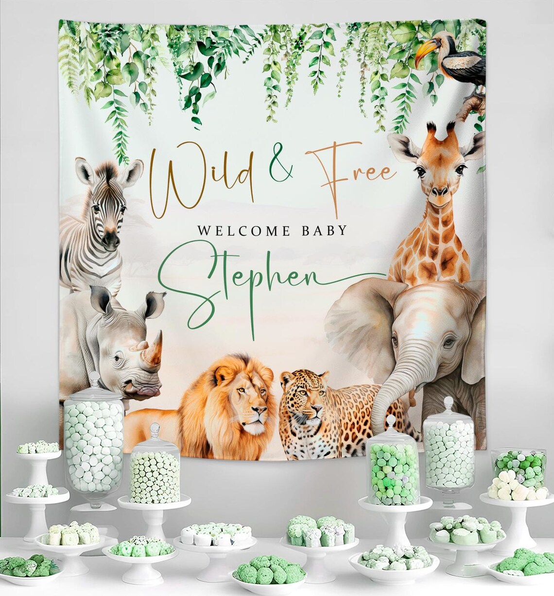 Safari Animals Backdrop: Jungle Theme Banner (file for Self-printing ...