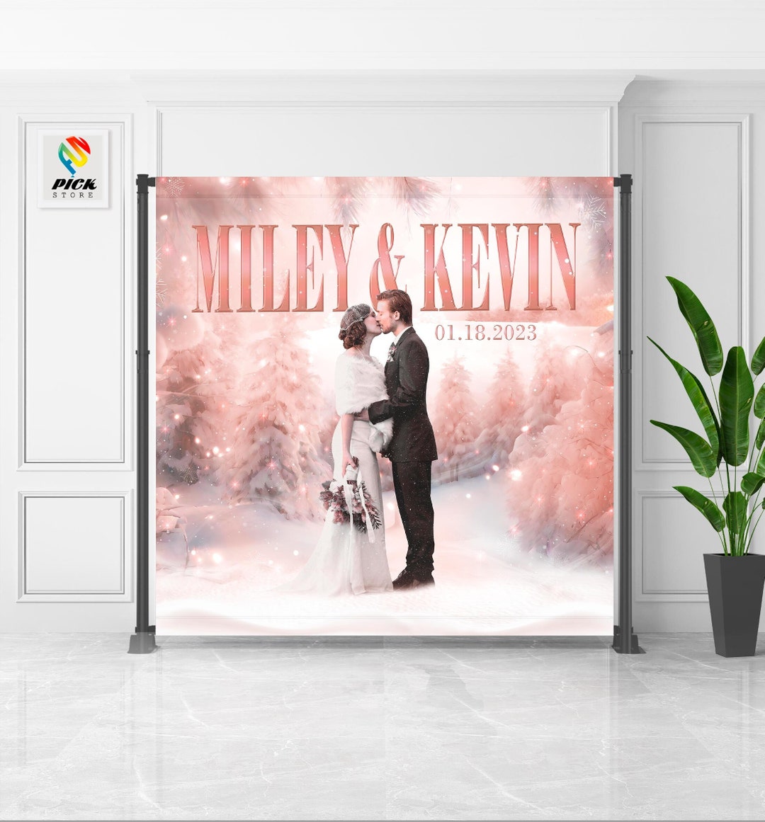 Snowy Winter Wedding Backdrop: Personalized Landscape (digital File) - Etsy