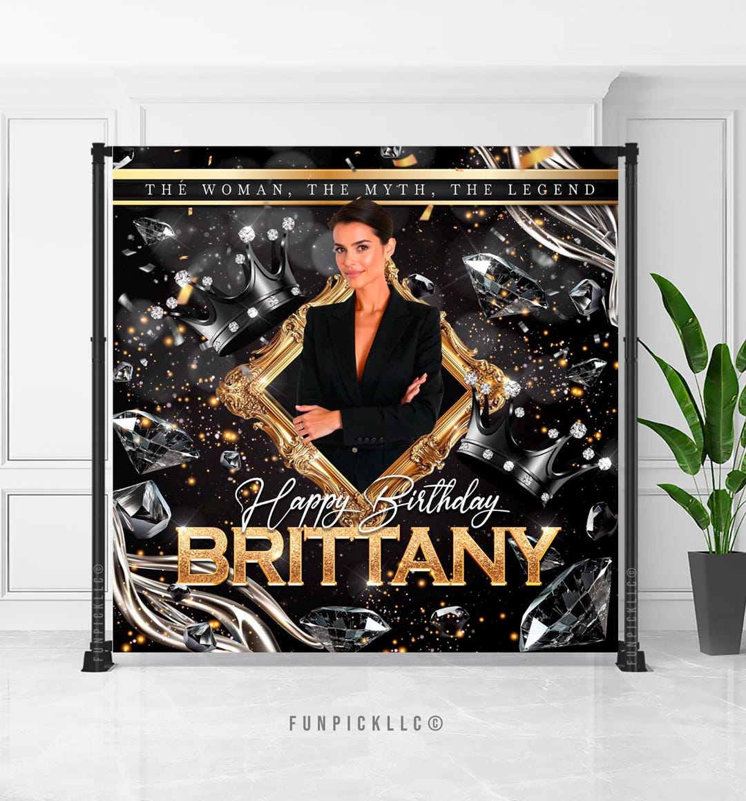 Black Crown and Diamonds Banner | Queen Backdrop | Diamonds Decor ...