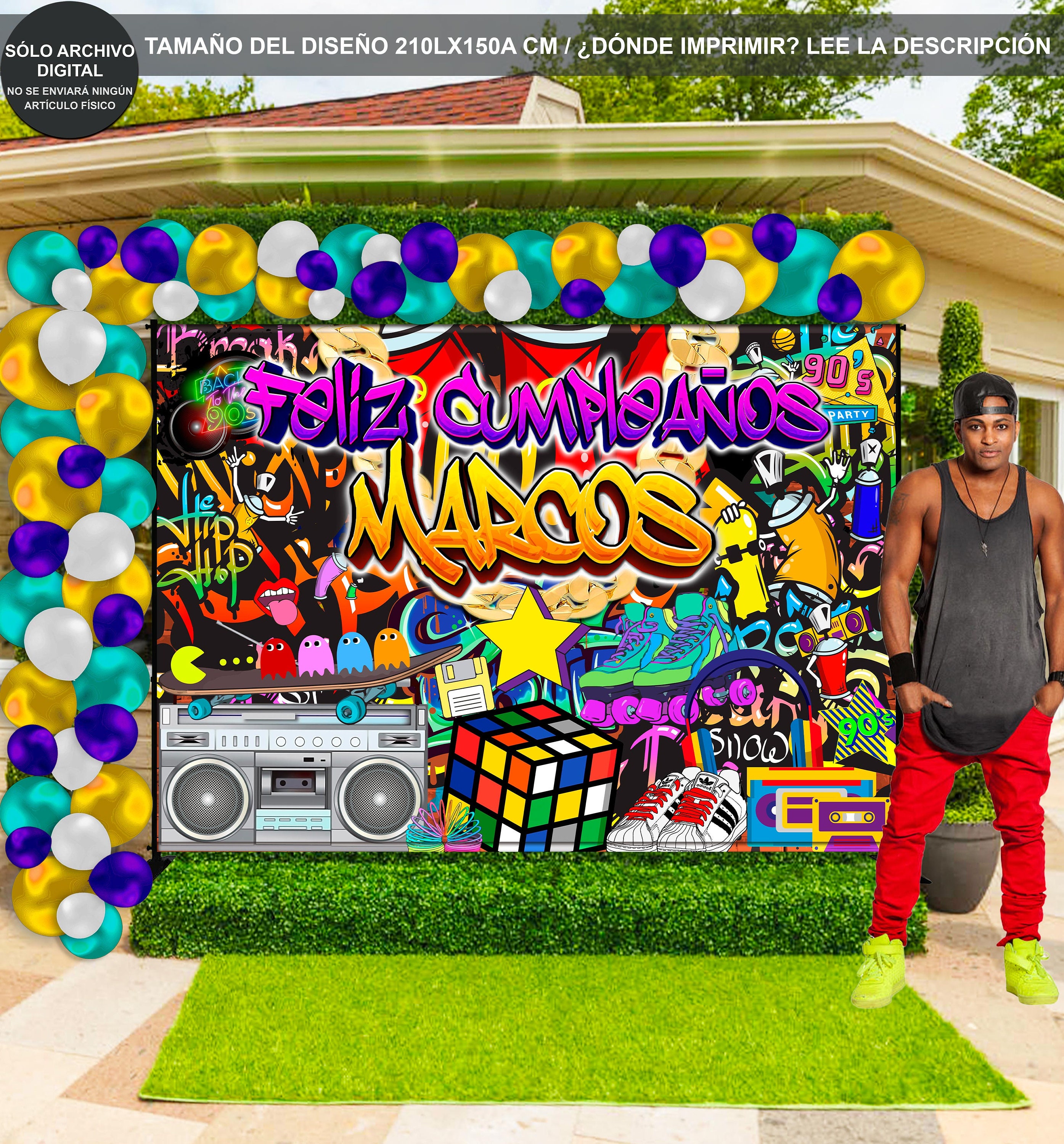 DIGITAL FILE Hip Hop Backdrop Hip Hop Banner 90's | Etsy