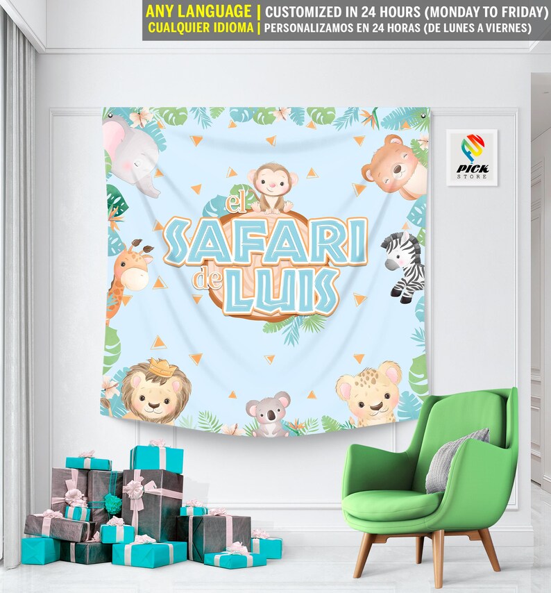 DIGITAL FILE Safari Backdrop Jungle Animals Banner Cute - Etsy