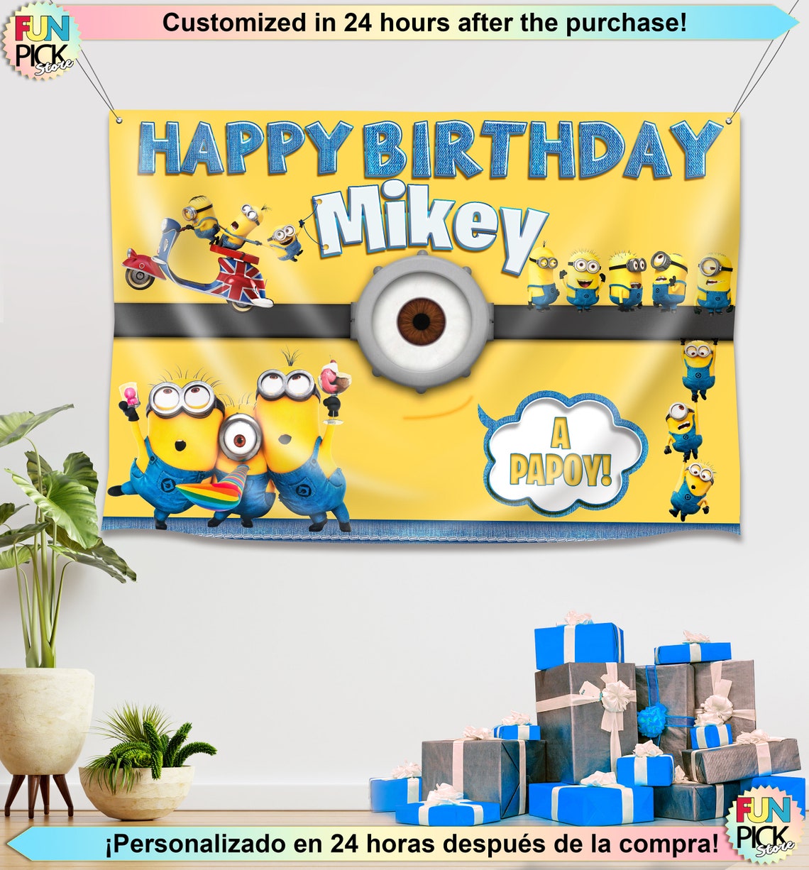 DIGITAL Minions Backdrop Minions Banner Minions Birthday | Etsy