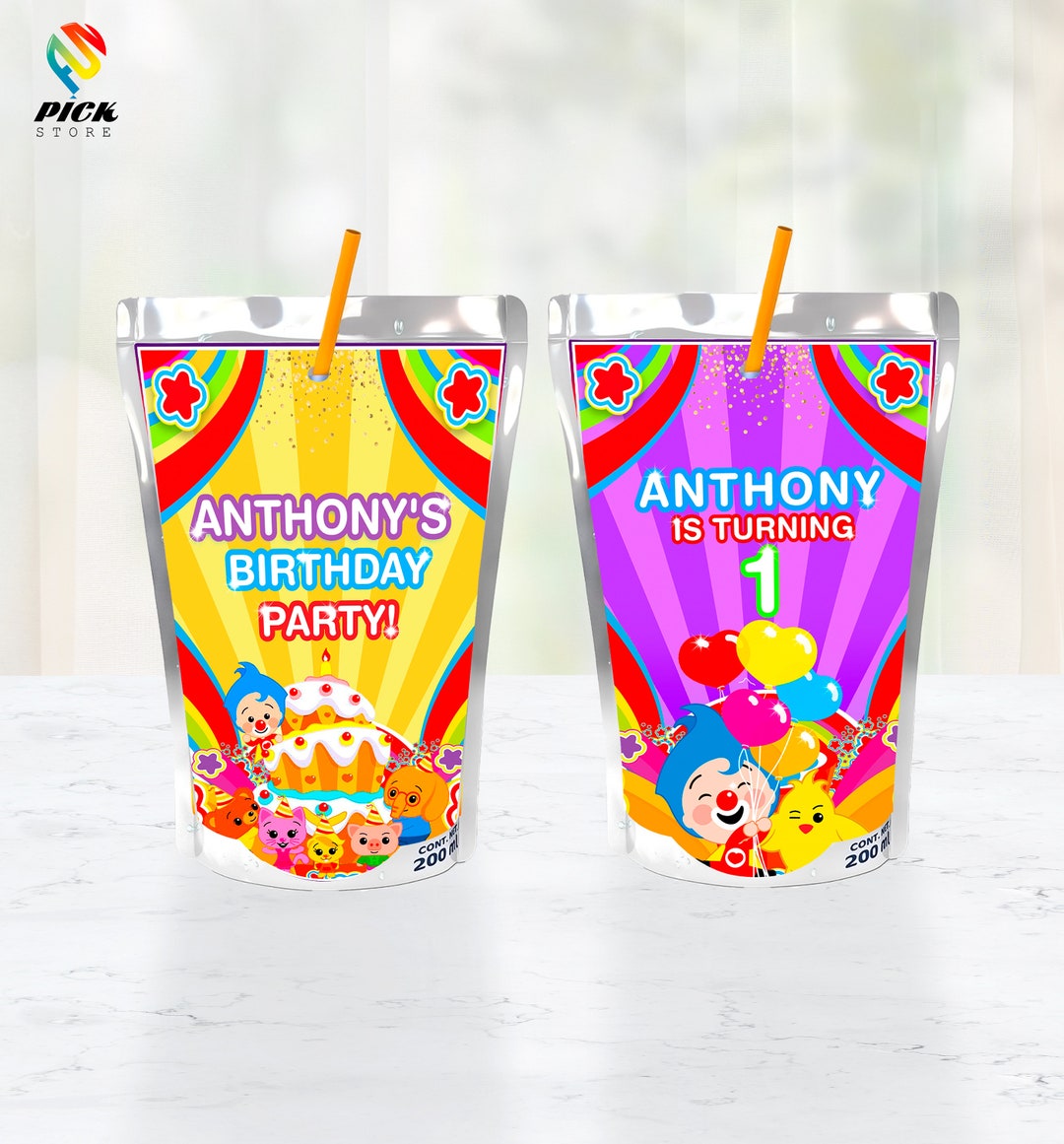 DIGITAL FILE Clown Caprisun Labels Clown Juice Labels Clown Custom ...