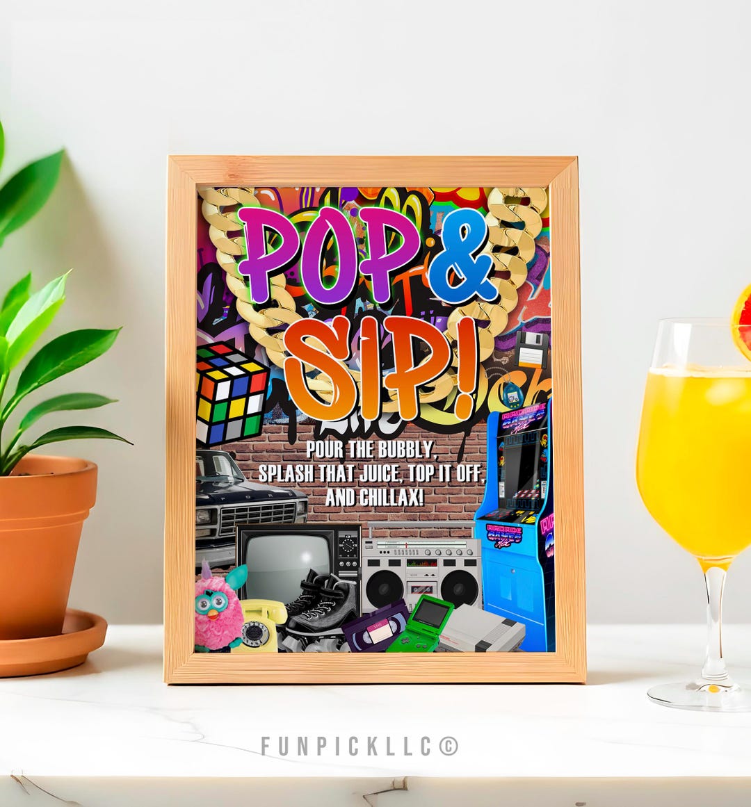 Vintage 90s Mimosa Bar Sign for DIY, Back to the 90's Cocktail Sign ...