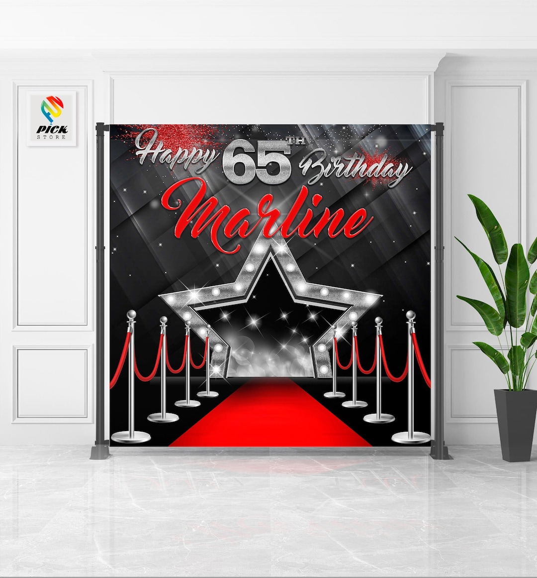 Red Carpet Backdrop | Elegant Red Banner | Hollywood Party Backdrop ...