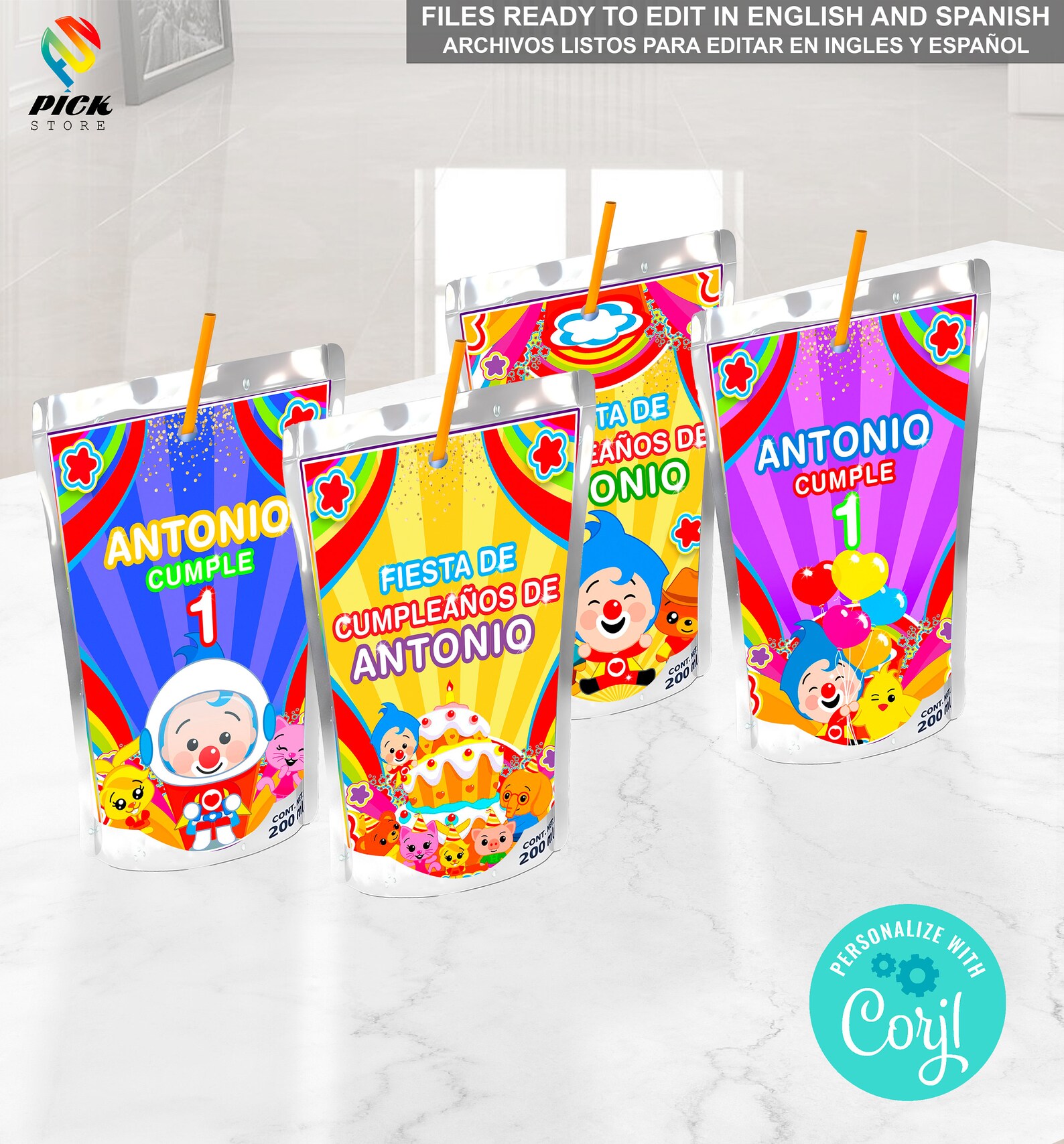 DIGITAL FILE Clown Caprisun Labels Clown Juice Labels - Etsy