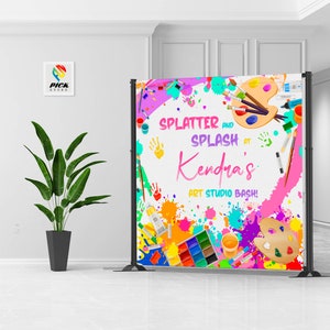Personalized Art Party Backdrop: Splatter Paint Banner (digital ...