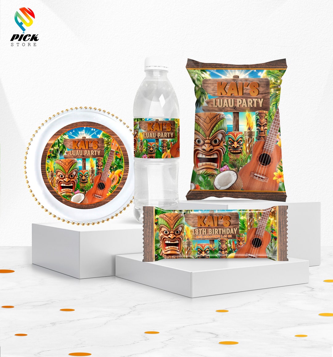 Hawaiian Tiki Party Bundle, Beach Party Kit, Tropical Party Package ...