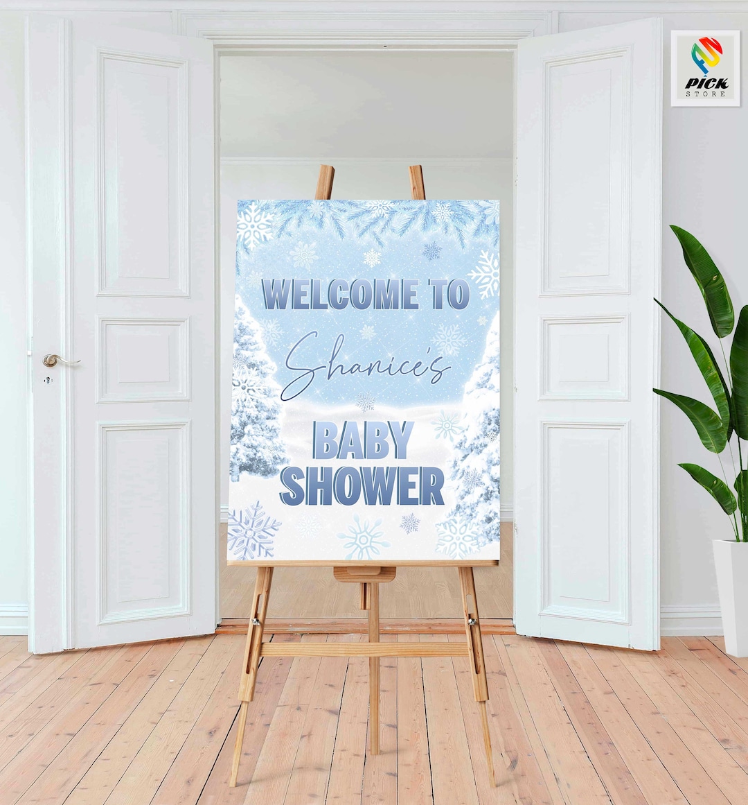 Editable Winter Wonderland Welcome Sign Snowflake Sign Board Baby Its ...