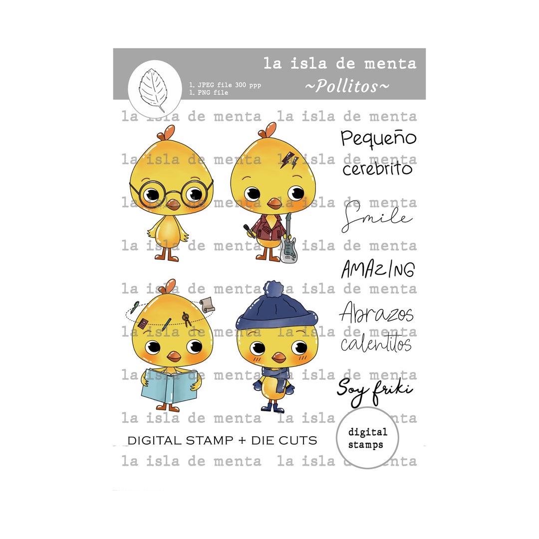 POLLITOS Digital Stamp Die Cut, Lineart Illustration for Scrapbooking ...