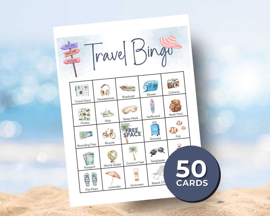 Printable Travel Picture Bingo Game. Bingo Activity Cards for Your ...