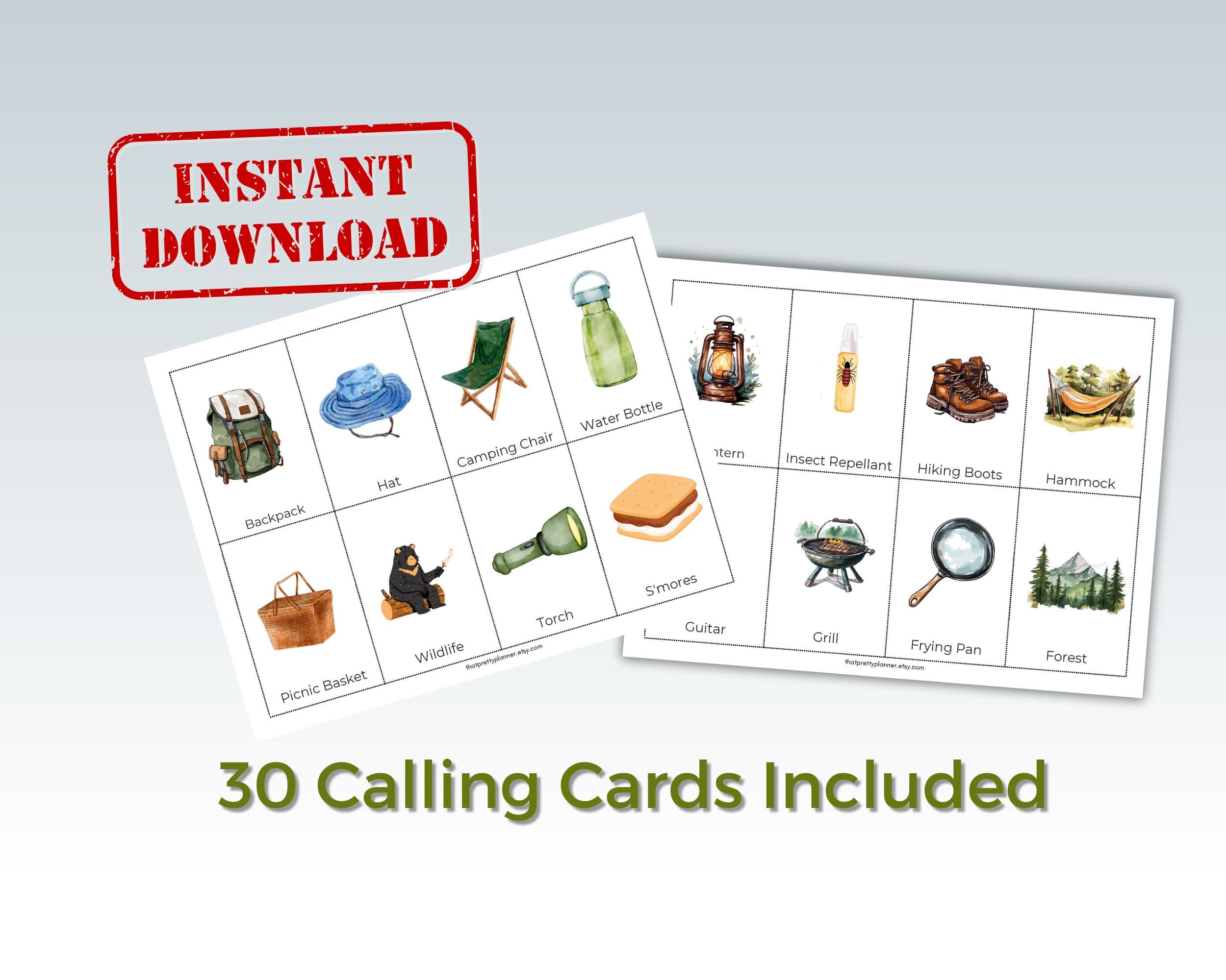 50 Printable Camping Bingo Cards| Camping Picture Bingo| Camping Party ...